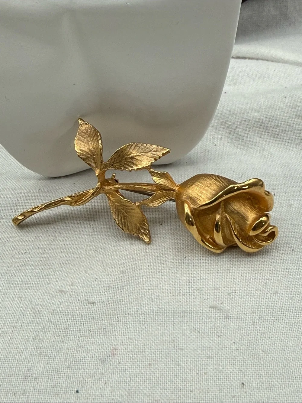 Vintage | Jewelry | Vintage Rose Brooch 95s Goldtone Flower Pin Floral ...